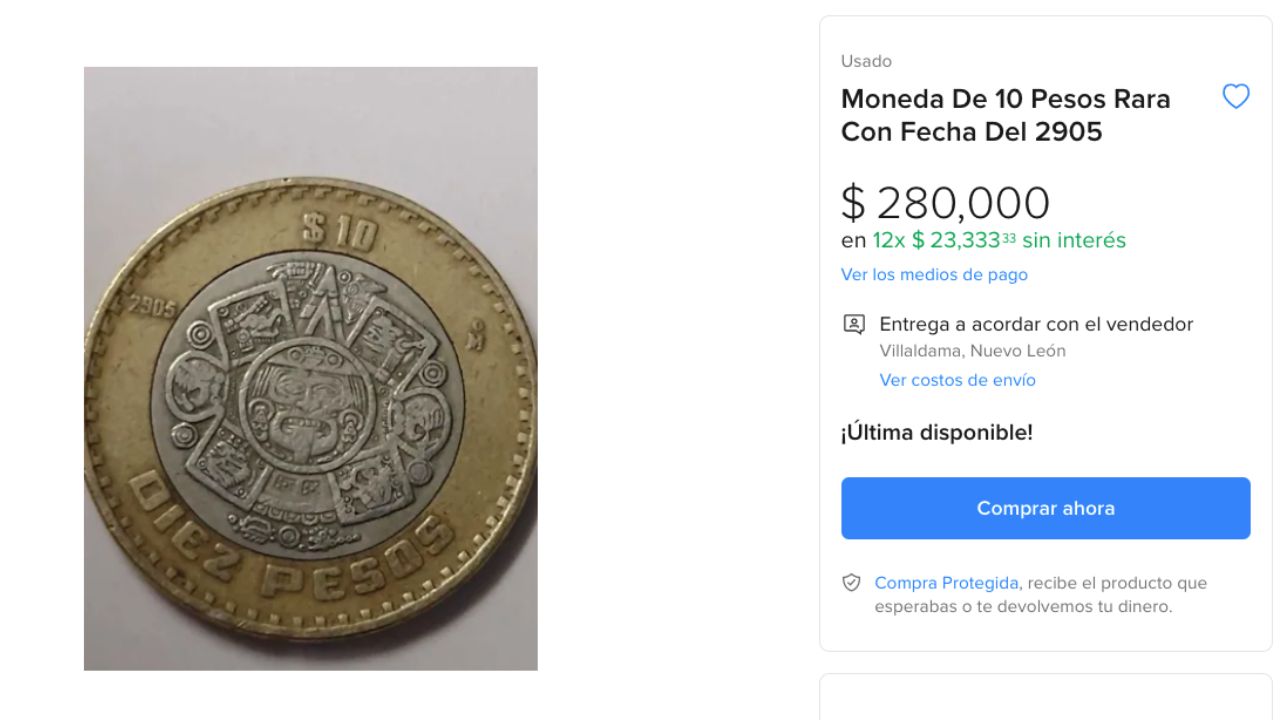Moneda con error en el año de acuñación se vende en 280 mil pesos